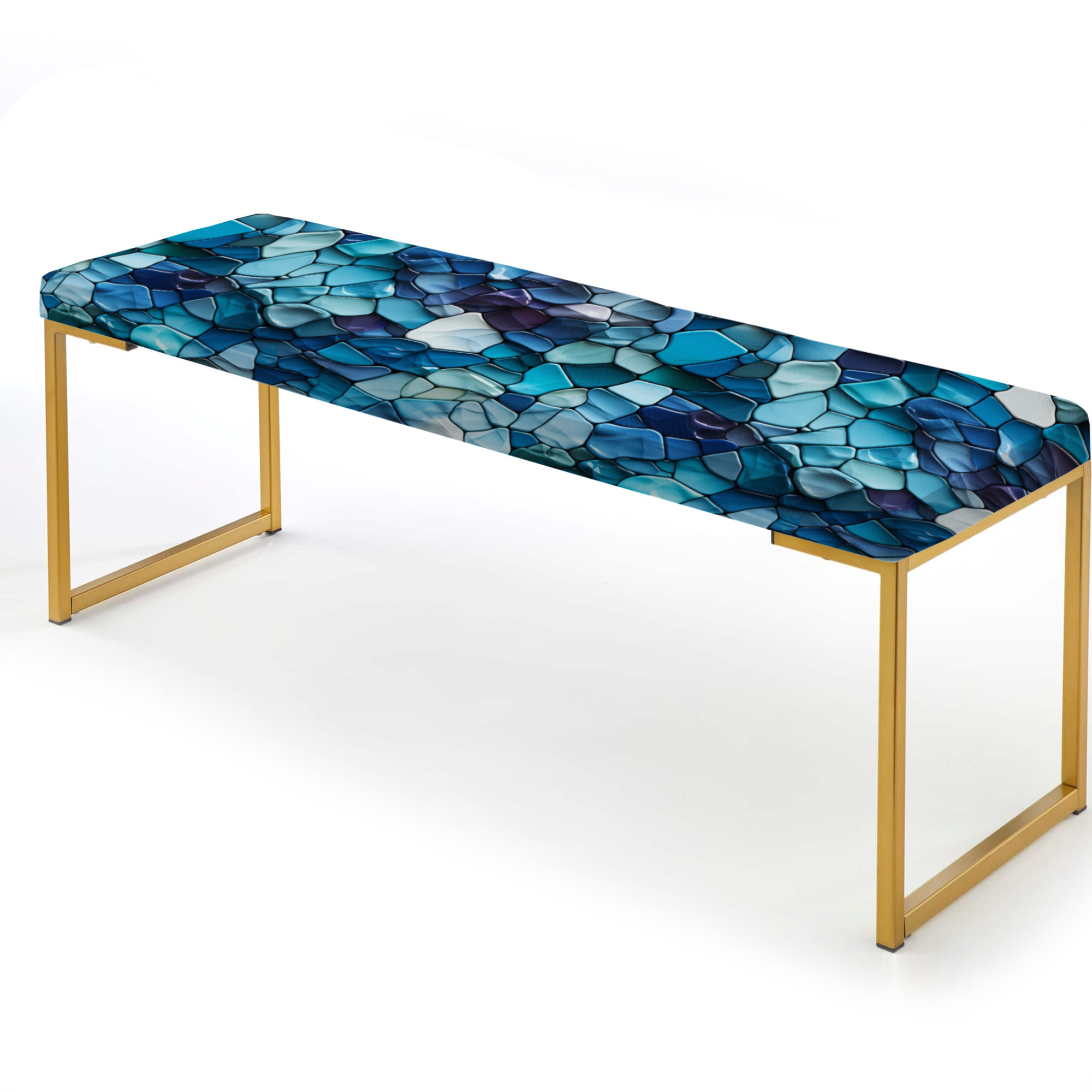 Design Art Ocean Blue Mosaic Turquoise - Tropical Upholstered Gold ...