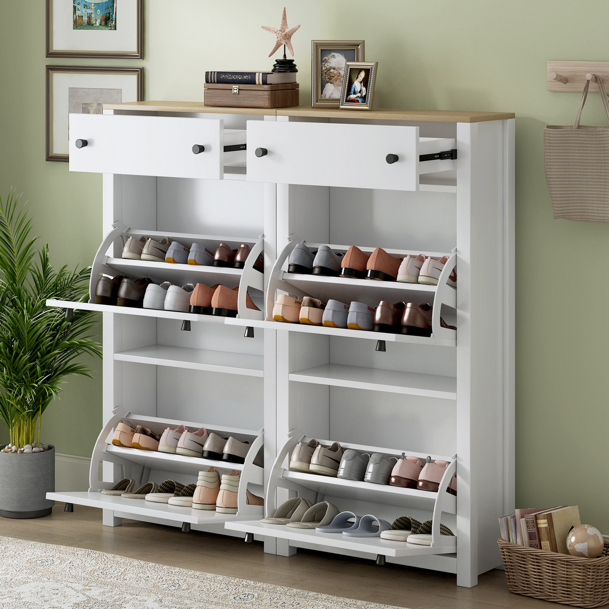 Latitude Run® Modern Style Shoe Rack with Drawers for Hallway | Wayfair