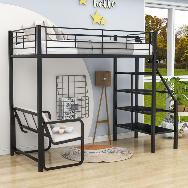 Isabelle & Max™ Collingswood Twin Size Metal Loft Bed with Bench and ...