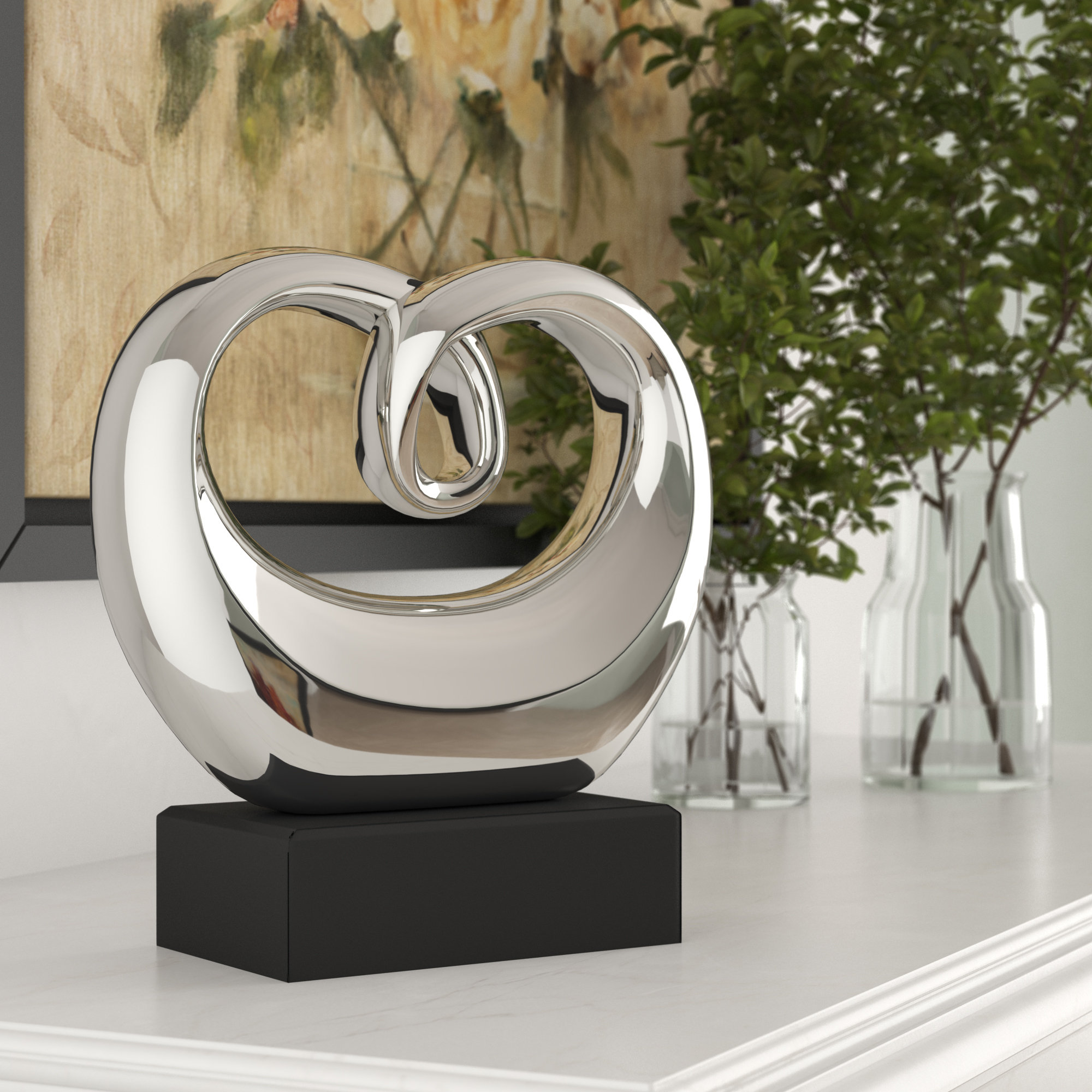 Wrought Studio™ Allye Ceramic Swirl Abstract Decorative Silver ...