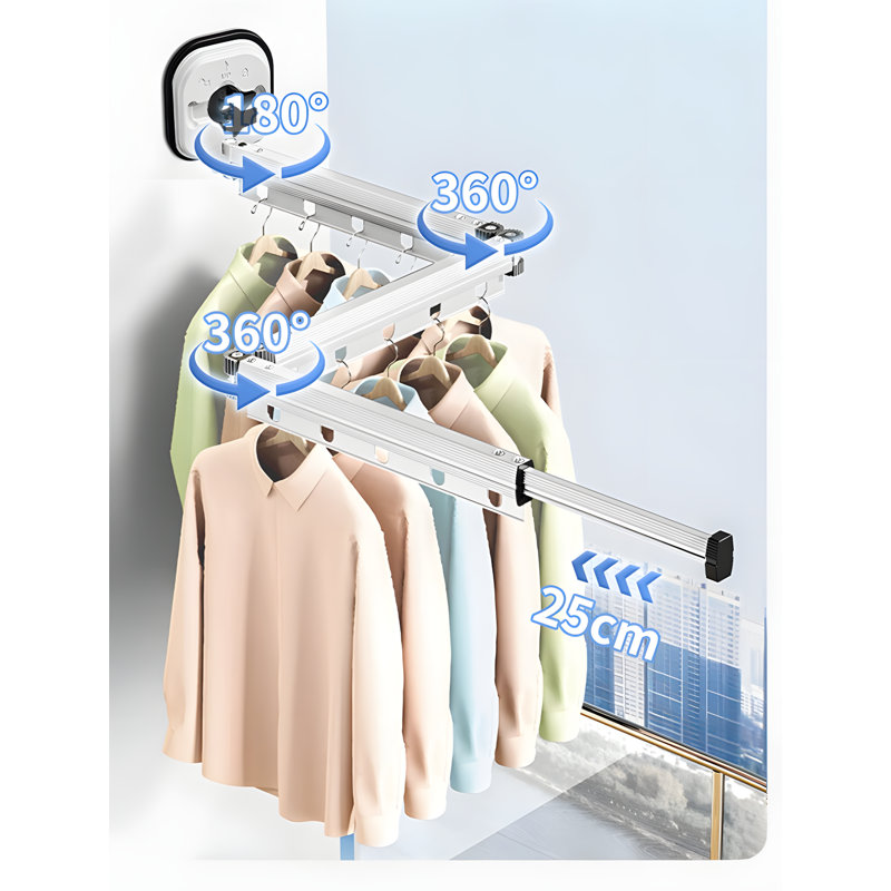 Rebrilliant Foldable Suction Cup Clothes Drying Rack, Wall-Mounted ...