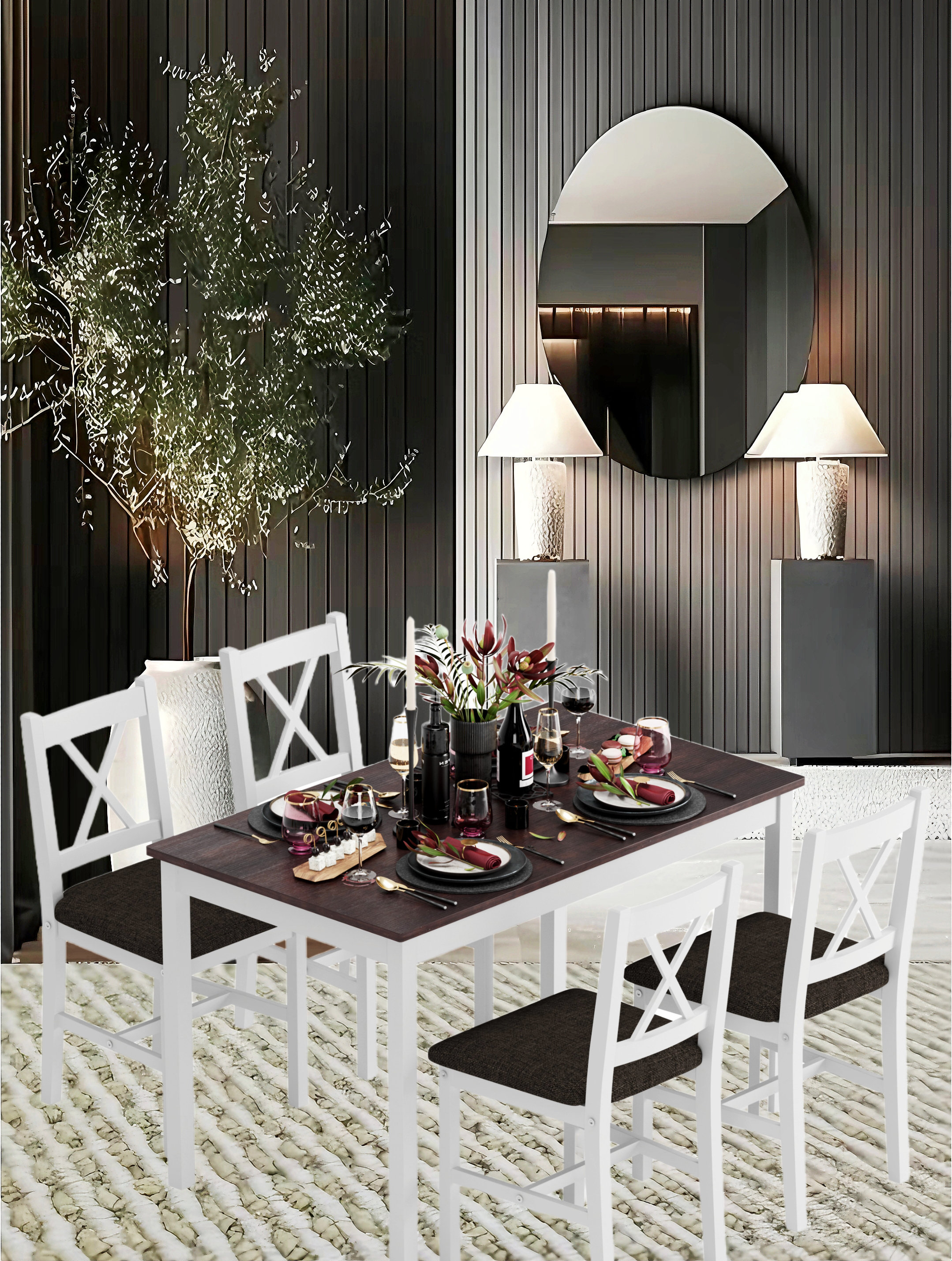 Gracie Oaks Dining Table Set For 4, Modern Kitchen Dining Table And ...