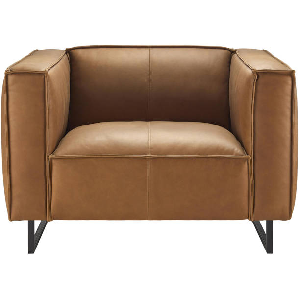Orren Ellis Corniche 79" Genuine Leather Square Arm Sofa & Reviews ...