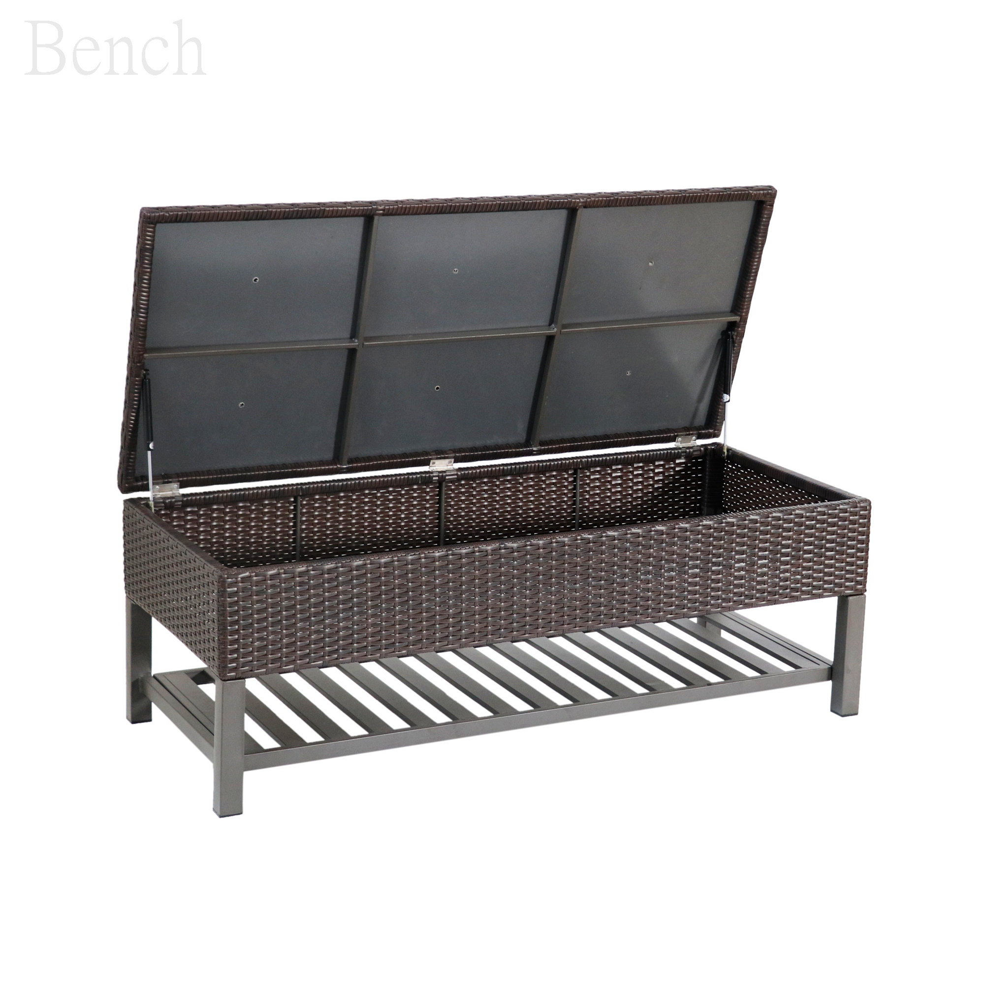 Ebern Designs REGENT STORAGE BENCH WITH METAL RACK | Wayfair