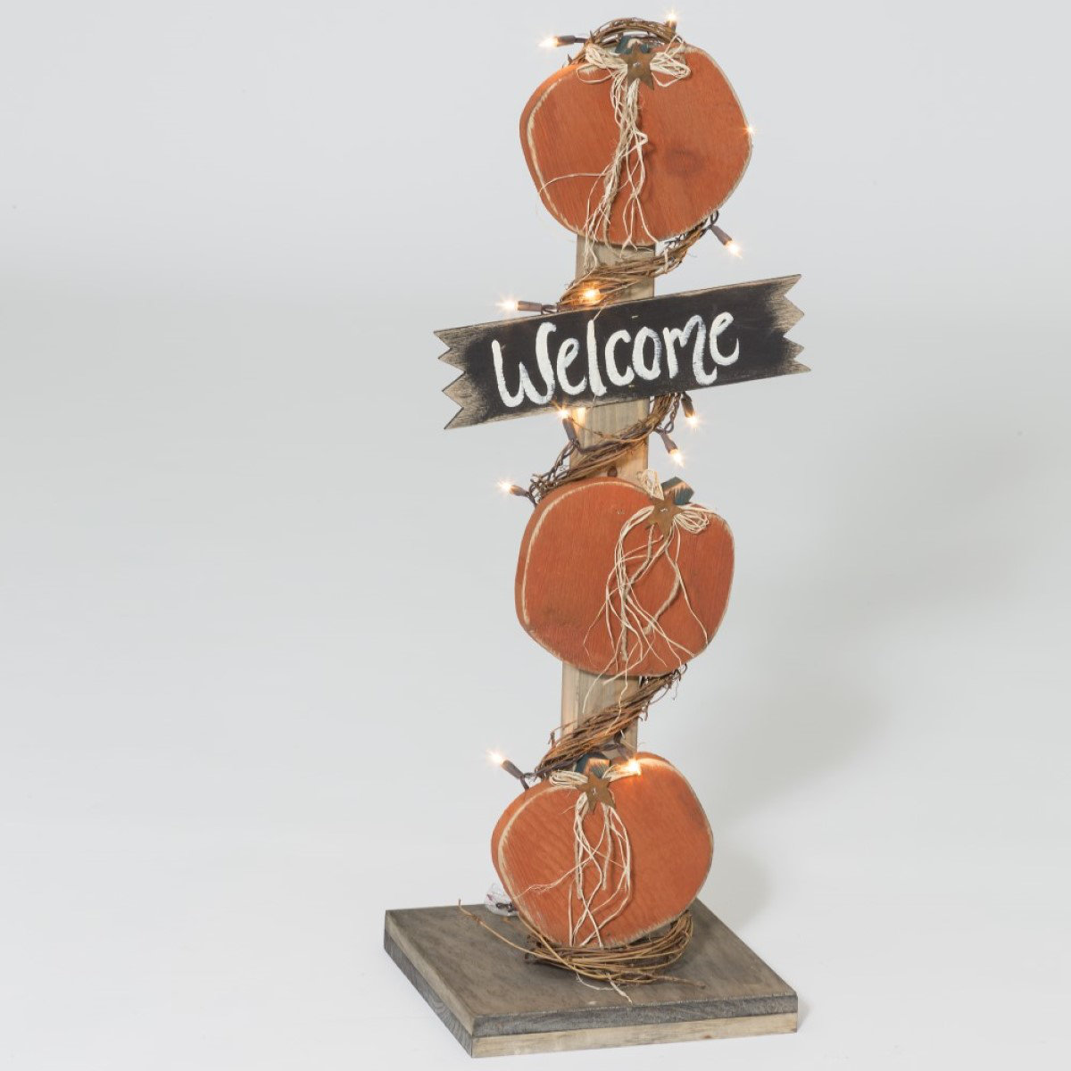 Ophelia & Co. Fall Décor-Pumpkin Platform Post And Welcome Sign | Wayfair
