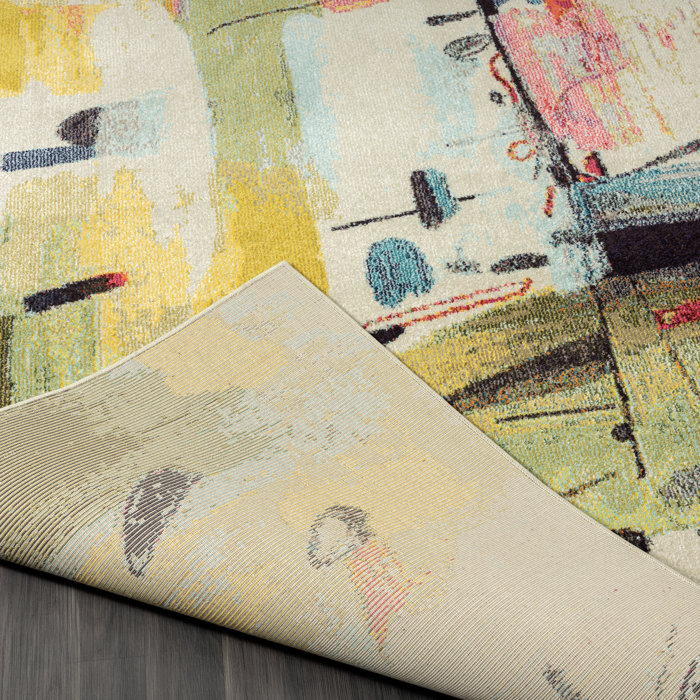 Orren Ellis COLORWRKS Sunny Pastels Abstract Area Rug in Yellow ...