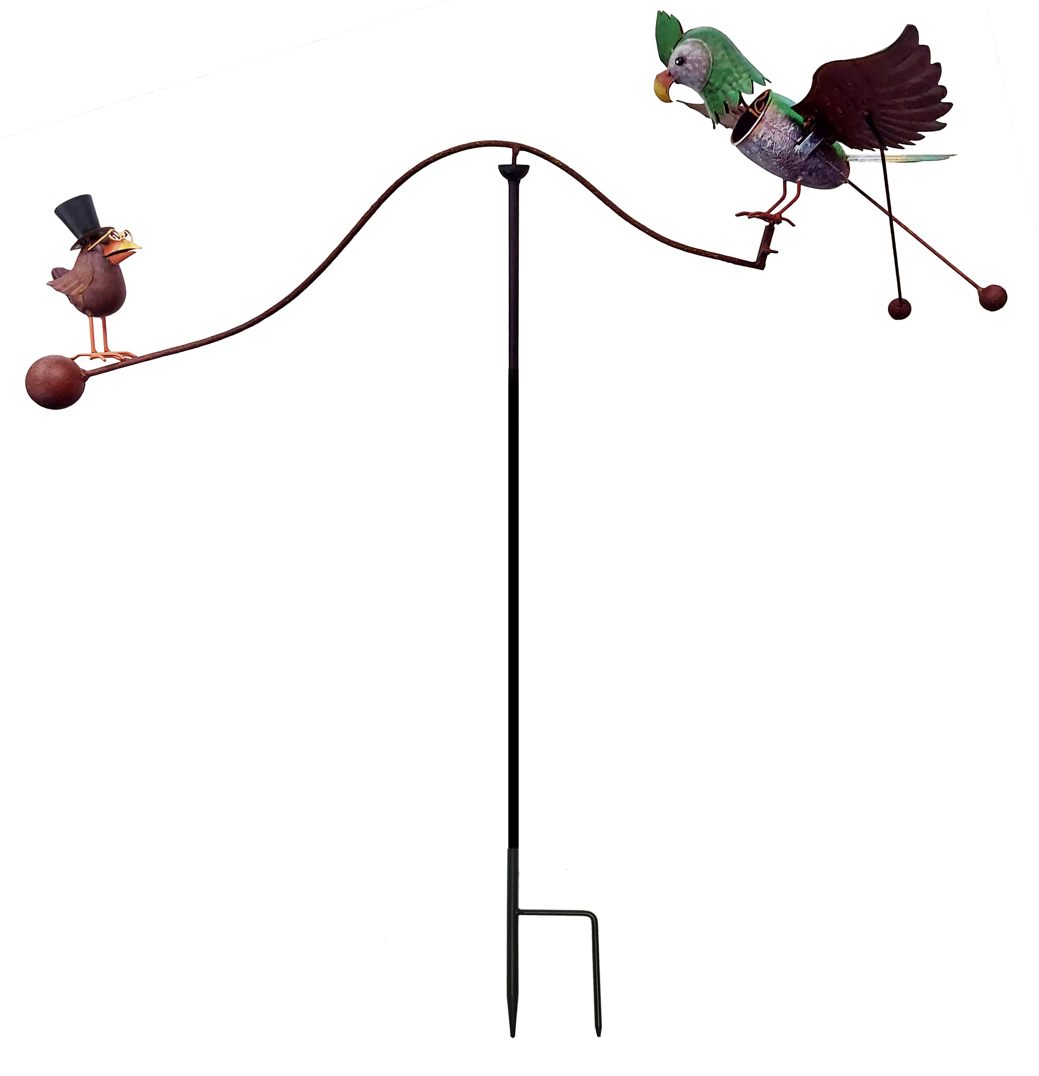 Arlmont & Co. Rustic Metal Cockatoo and Baby Bird Spinning Balancer ...