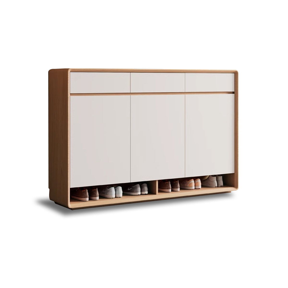 Dainty Table 39.37"H Brown;Black Maple Solid Wood Shoe Storage Cabinet ...