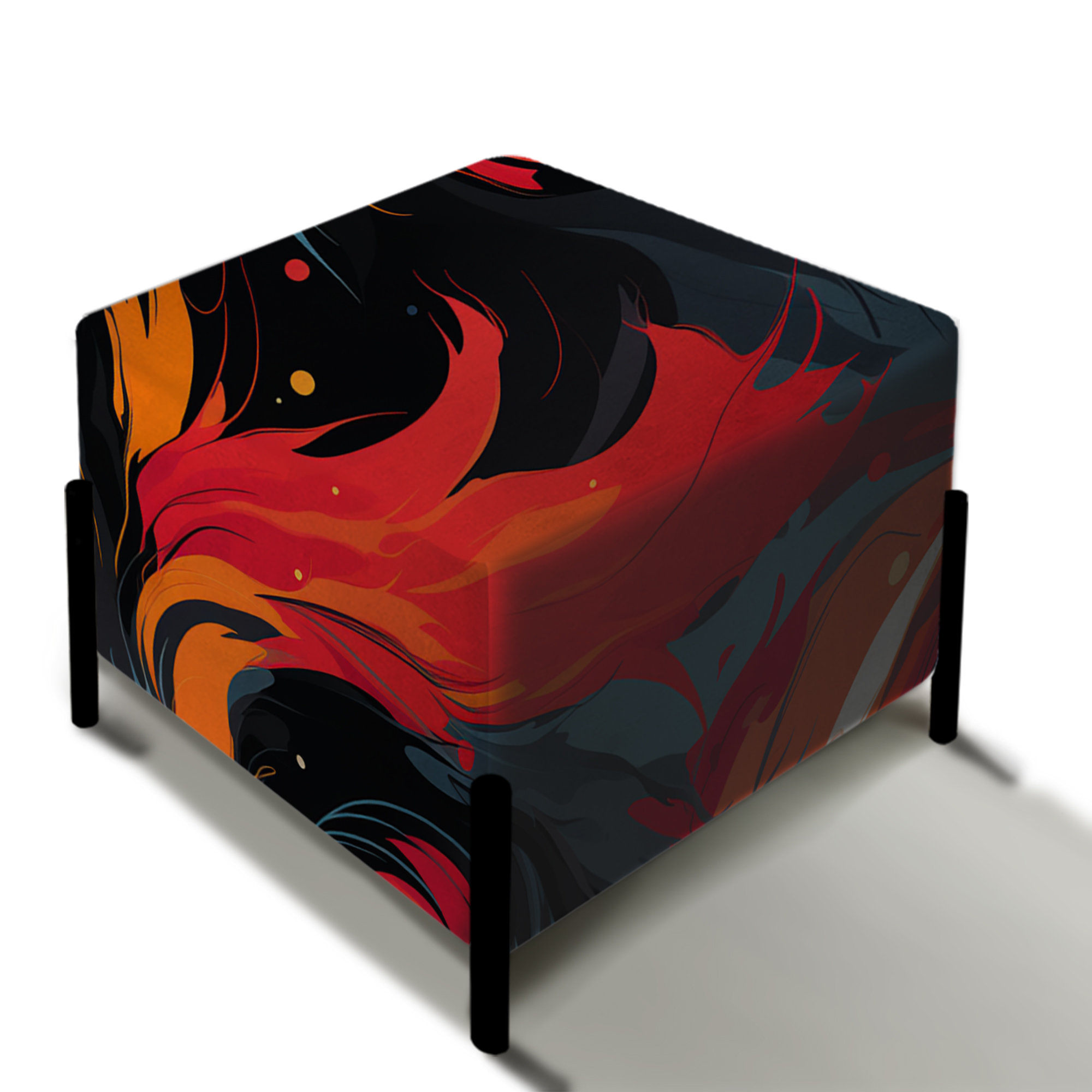 Design Art Poupart Bold Brush Frenzy - Abstract Square Ottoman | Wayfair