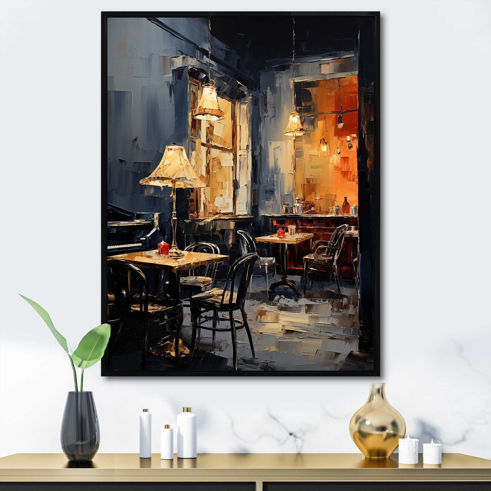 Winston Porter Yellow Jazz Cafe Melody 1 - Music Jazz Wall Art | Wayfair