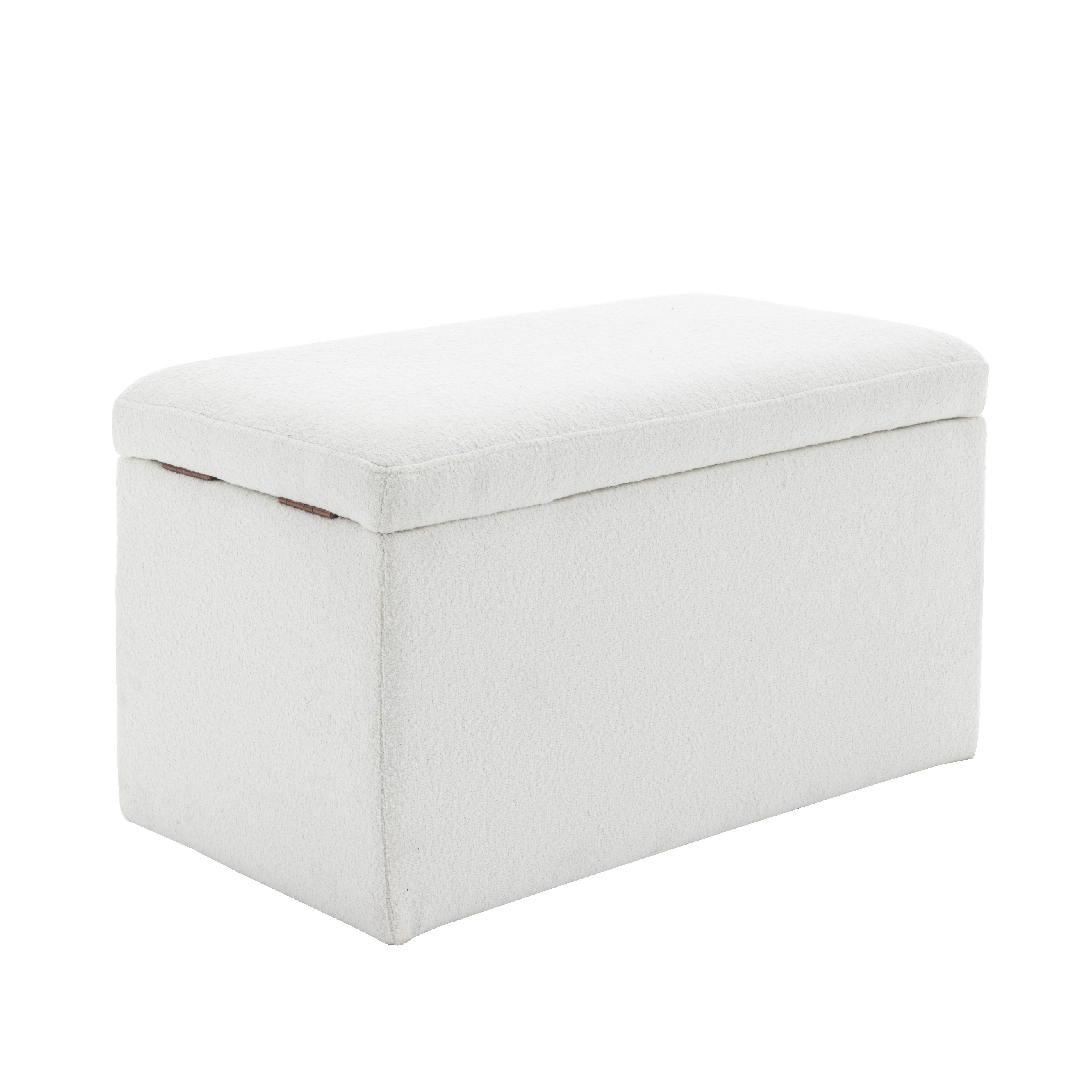Ivy Bronx Upholstered Side Table With Storage - Cream Boucle ...