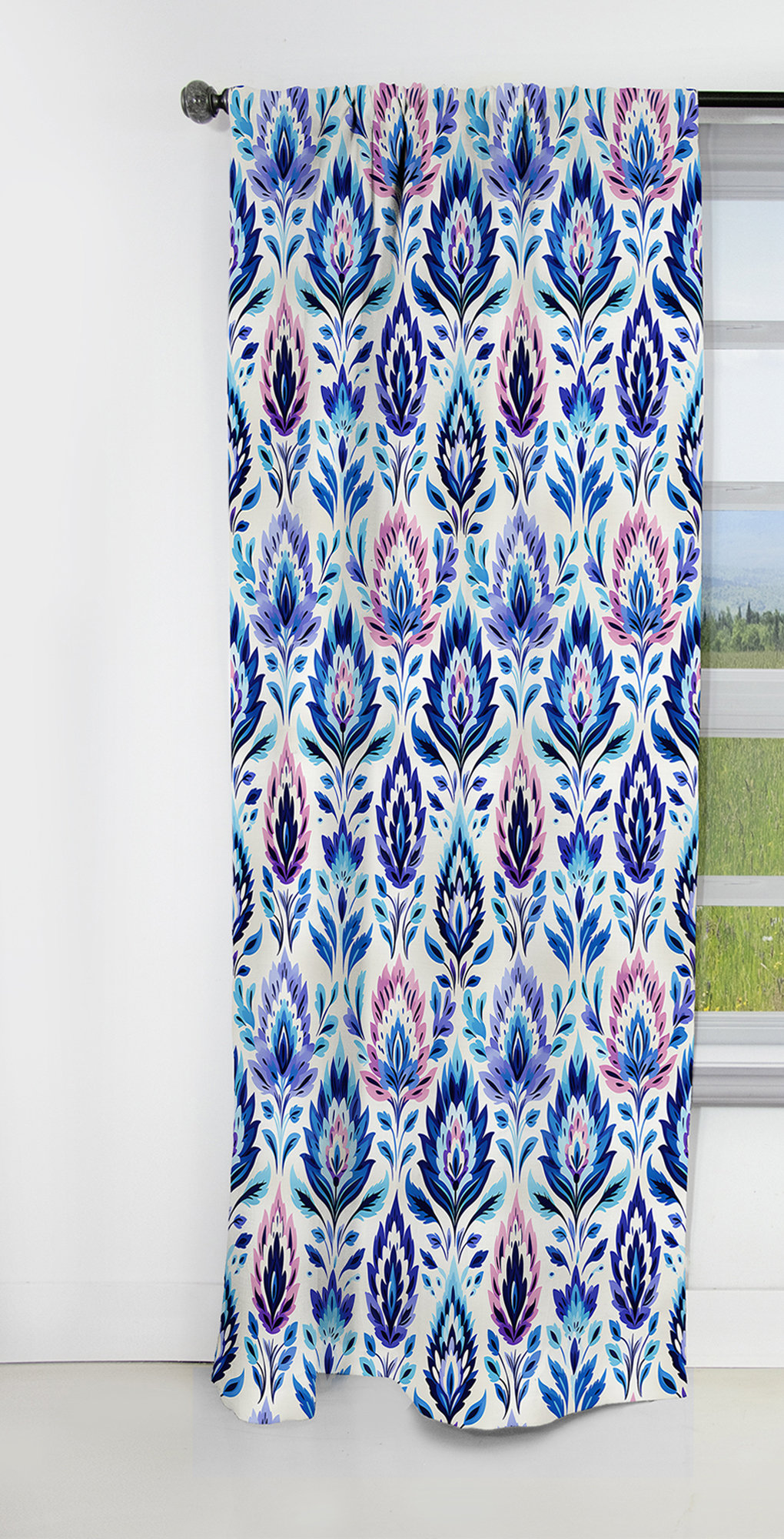 Design Art Blue Tribal Ikat Harmony Embrace - Ikat Curtain - Blackout ...