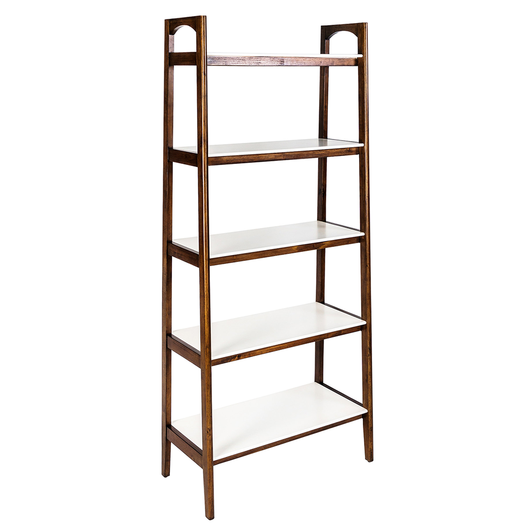 ArtisanArcade 5-Shelf Mid-Century Bookcase With Solid Wood Foundation ...
