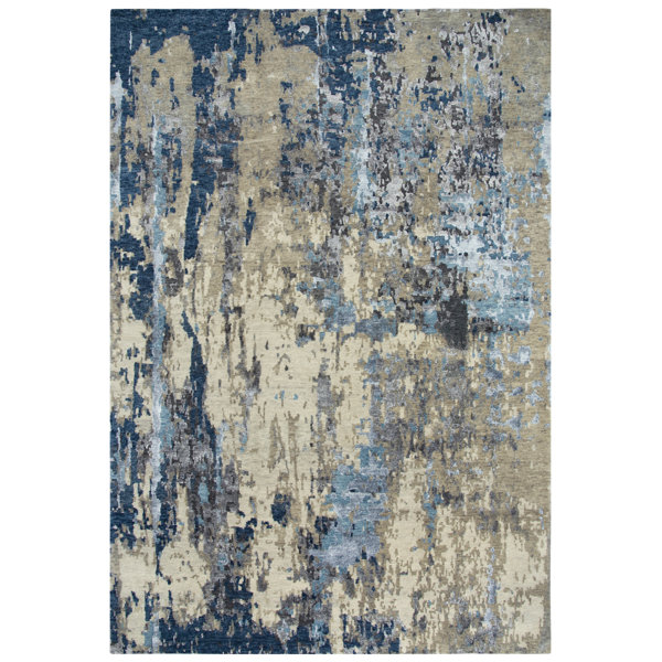 17 Stories Hand Knotted Wool Abstract Rug | Wayfair