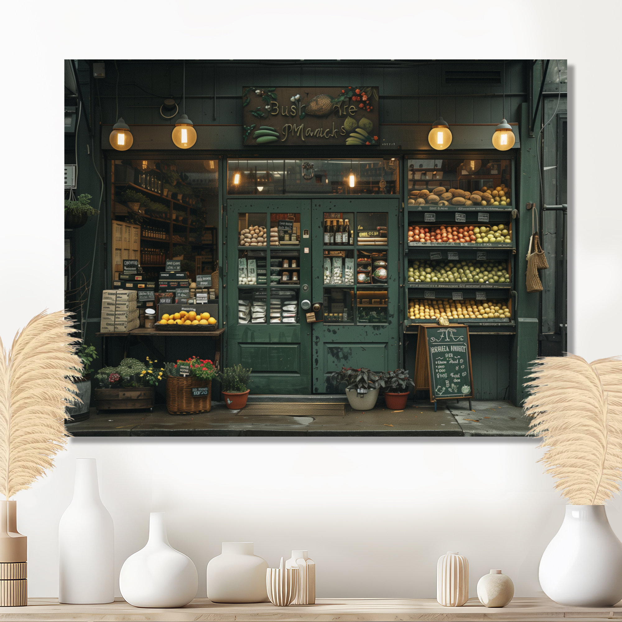 Winston Porter Green Orange Market Farm Shop II - Stores & Shops Wall ...