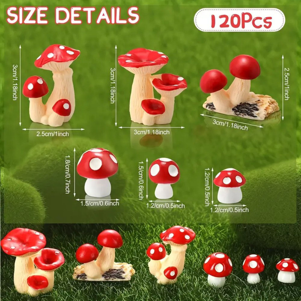 Ophelia & Co. 120Pcs Cute Tiny Mushrooms Bulk Mini Miniature Figurines ...