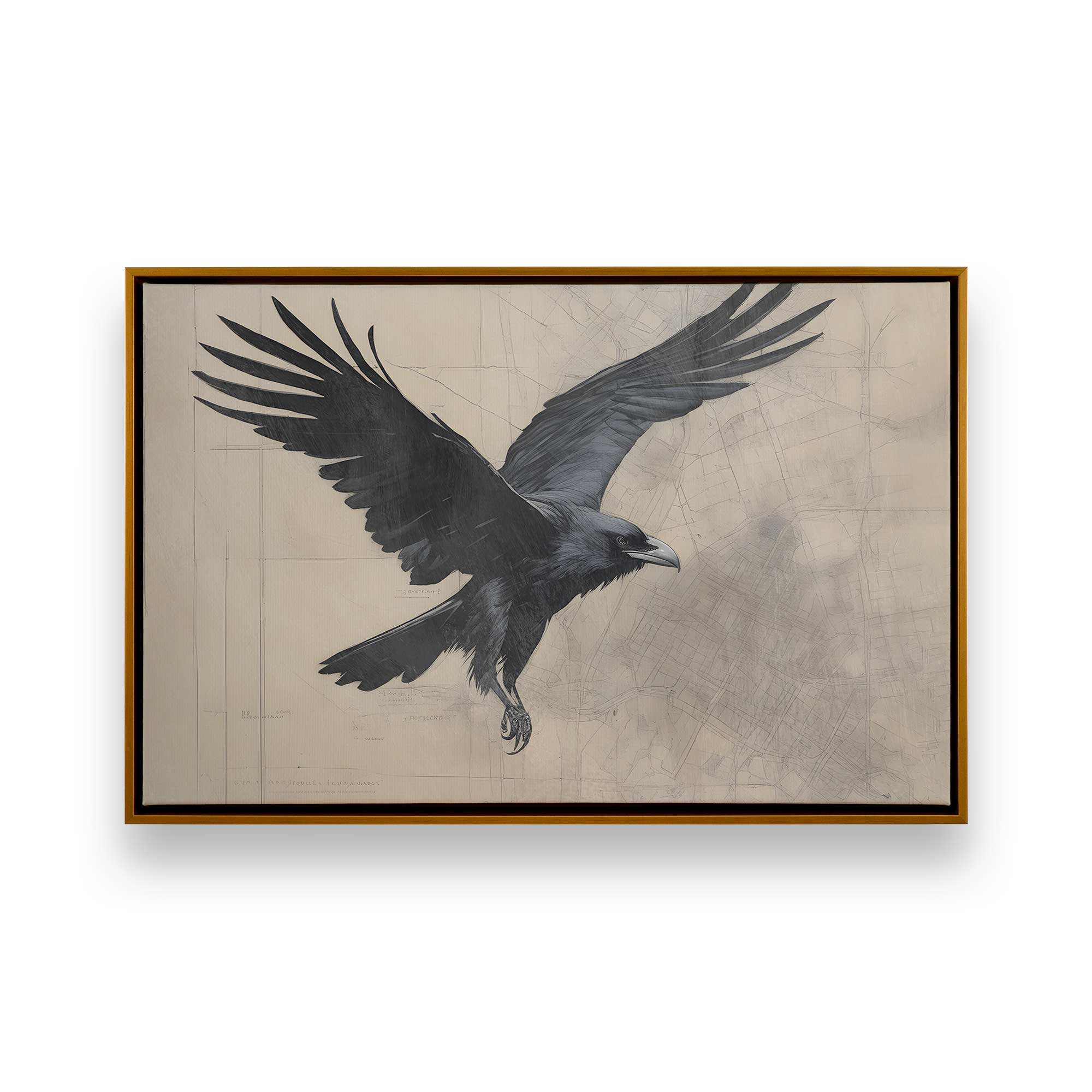 Union Rustic Majestic Raven in Motion Canvas Print in a Black Frame, 24 ...