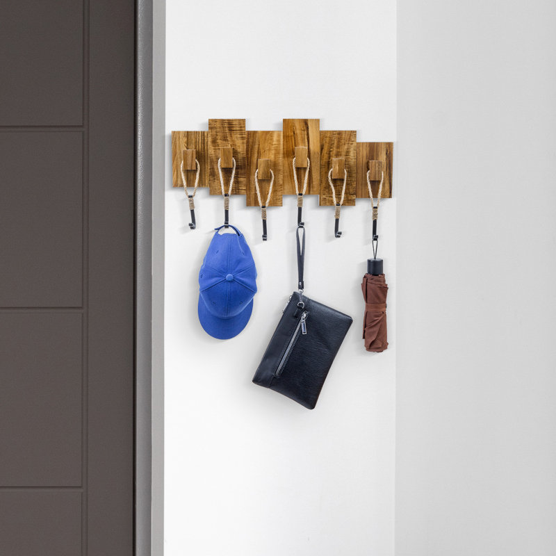 Millwood Pines Acacia Wood Wall Coat Rack Hooks | Wayfair