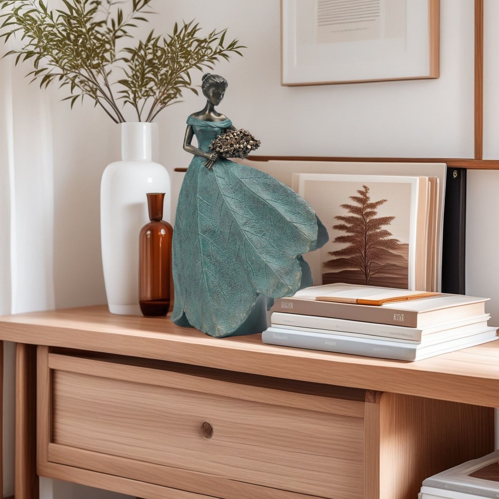 Lark Manor Leaf Angel Girls Resin Gardening Gifts Home Decoration ...