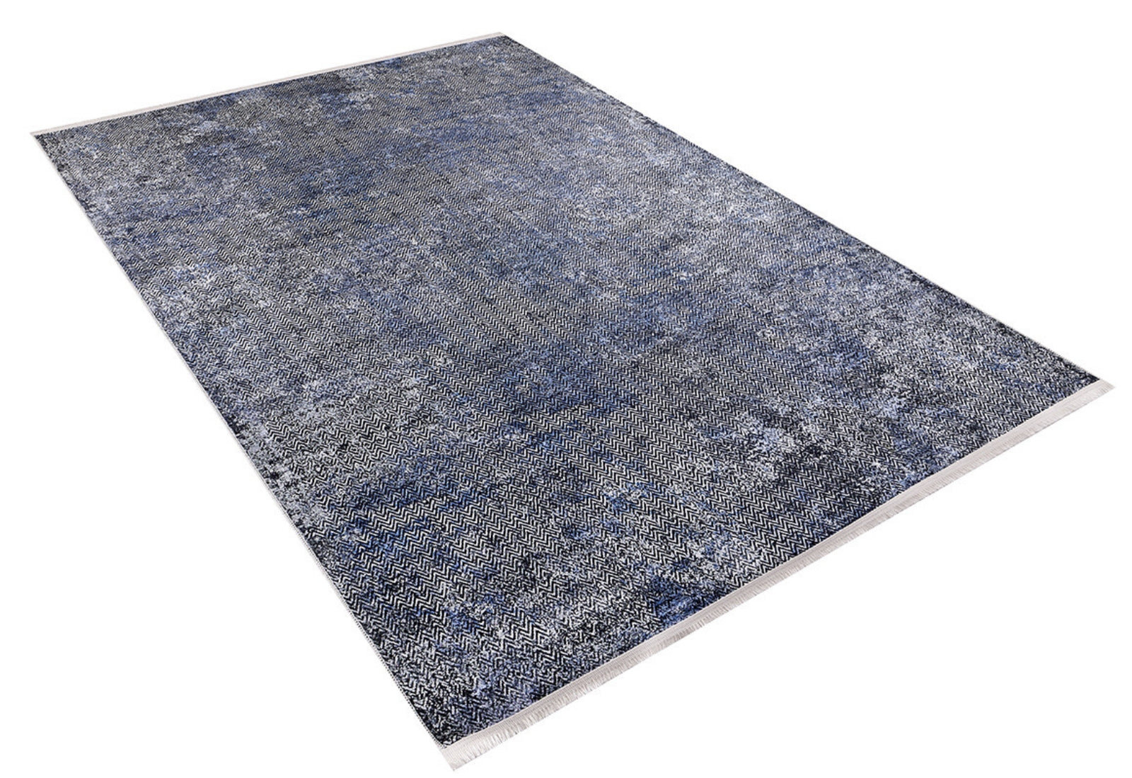 17 Stories Groggan Blue Zigzag Polyester Digital Print Area Rug | Wayfair
