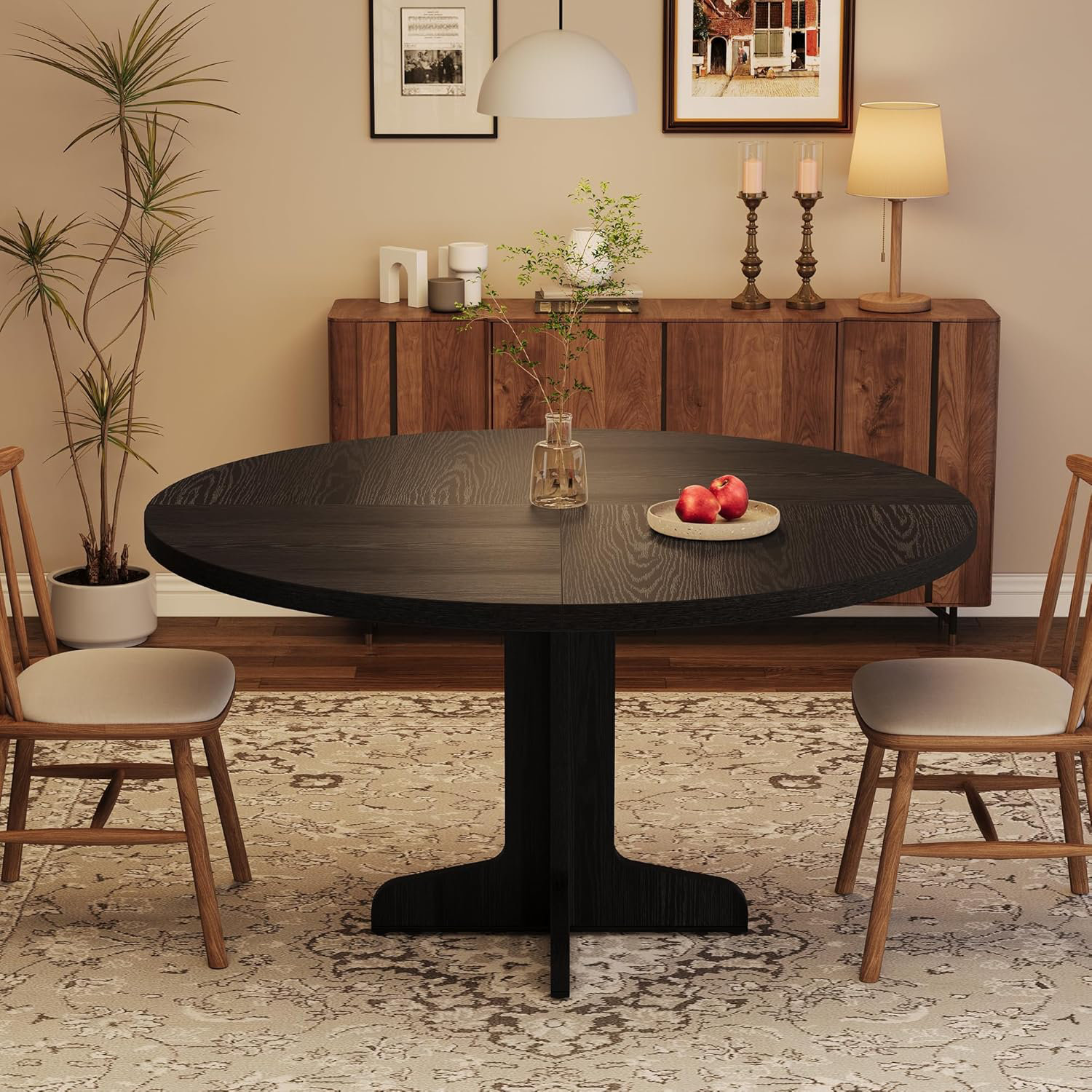 George Oliver 47 Inch Round Dining Table, Wood Kitchen Table, Dinning ...