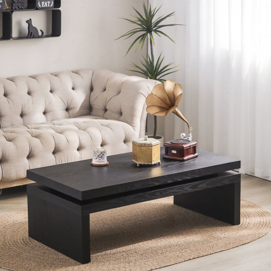 Latitude Run® Versatile Coffee Table 2-Tiered Wood Tabletop Table ...