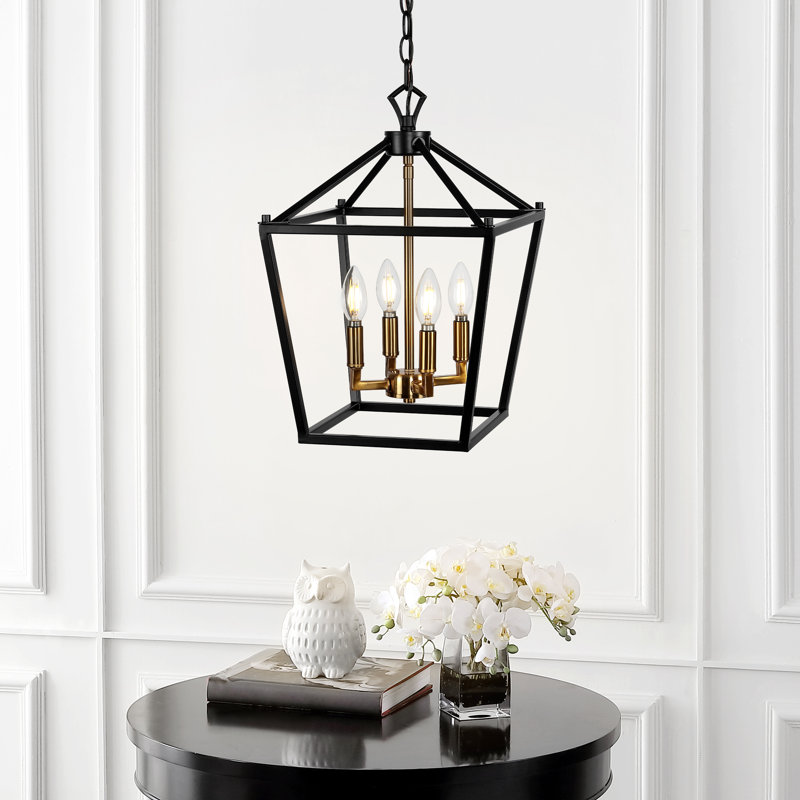 Gracie Oaks Henjes 4 - Light Oil Rubbed Bronze/Brass Gold Lantern ...