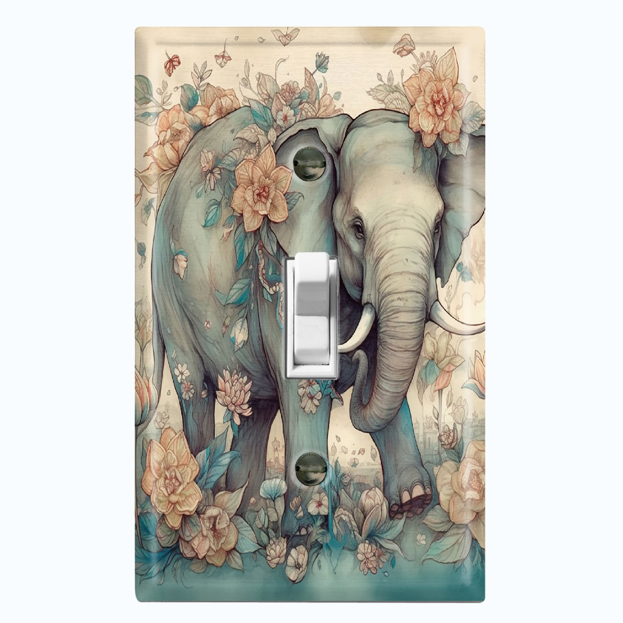 WorldAcc Cute Baby Elephant Flowers Pink Nature Themed 1 - Gang Toggle ...