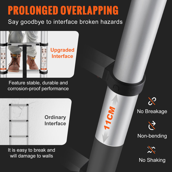 VEVOR 12 - Step Aluminum Lightweight Folding Extension Ladder & Reviews ...