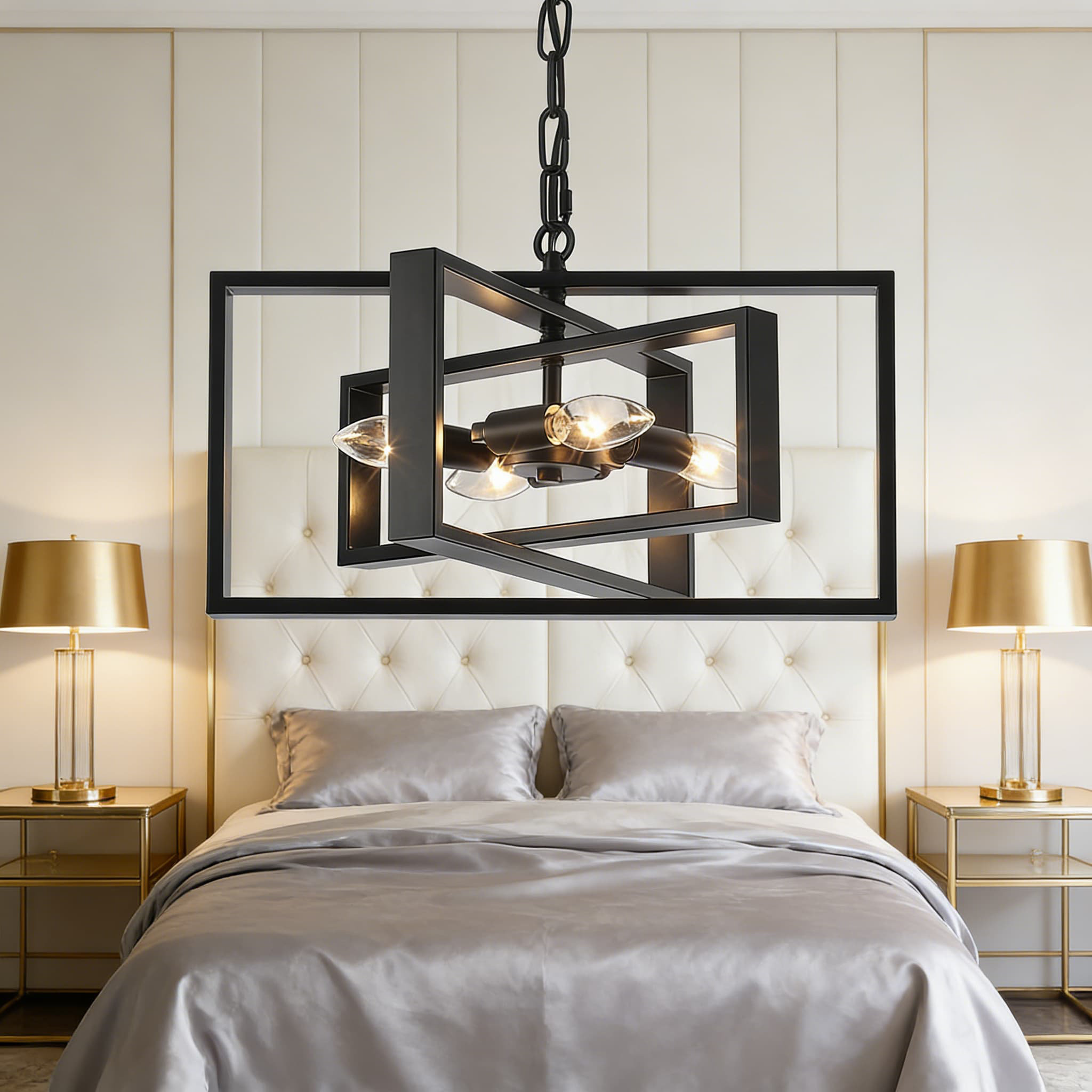 Everly Quinn Farmhouse Chandelier 4-Light With Adjustable Chain, Modern ...
