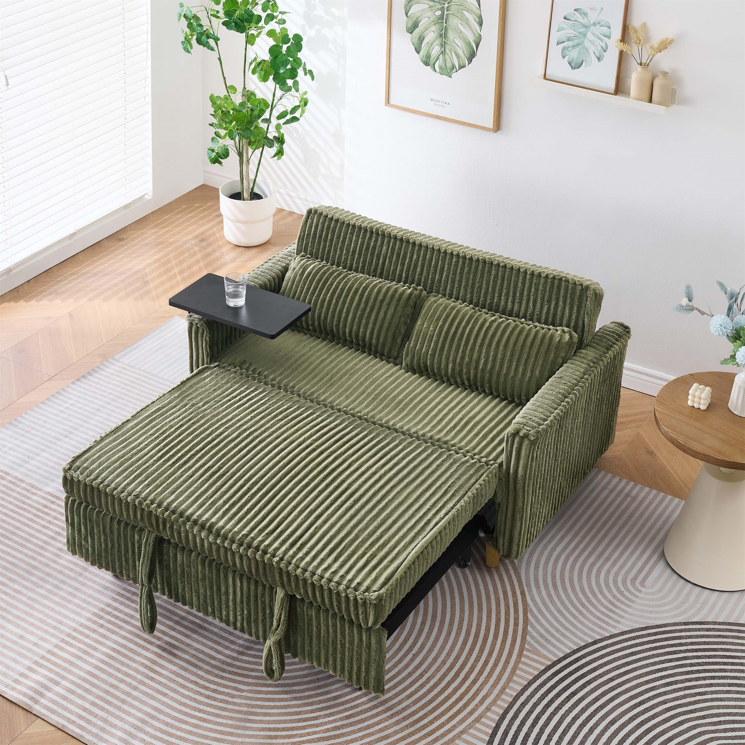 Everly Quinn Multifunctional Pull - Out and Push - In Sofa with Movable ...