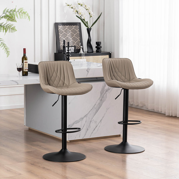 Hokku Designs Zager Swivel Adjustable Height Bar Stools, Leather ...