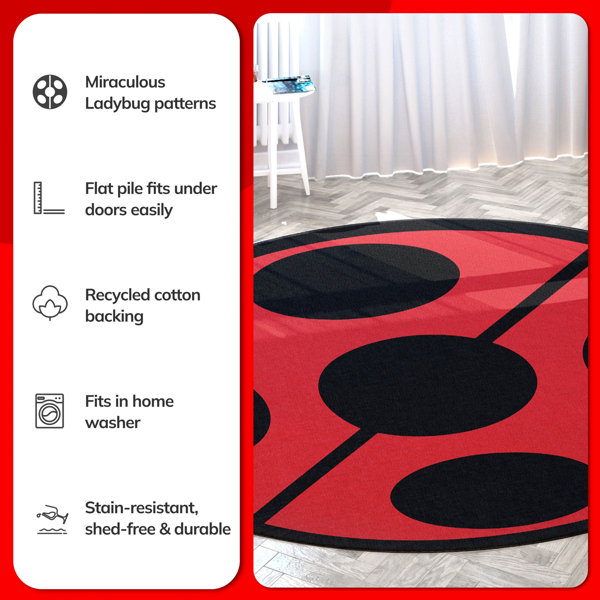 Well Woven Miraculous Ladybug Miraculous Ladybug Symbol Red Area Rug by ...