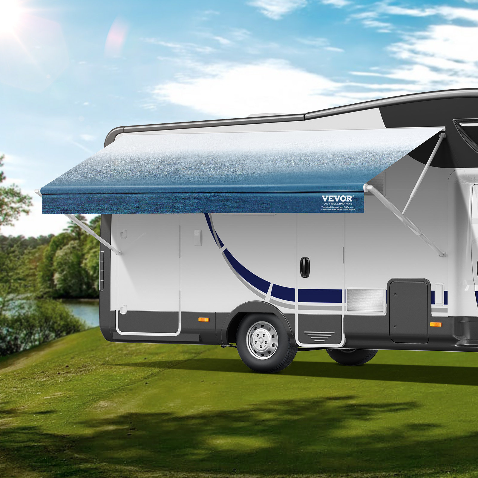 VEVOR RV Awning Fabric Replacement, 12'2" Fabric Length for 13' Awning ...