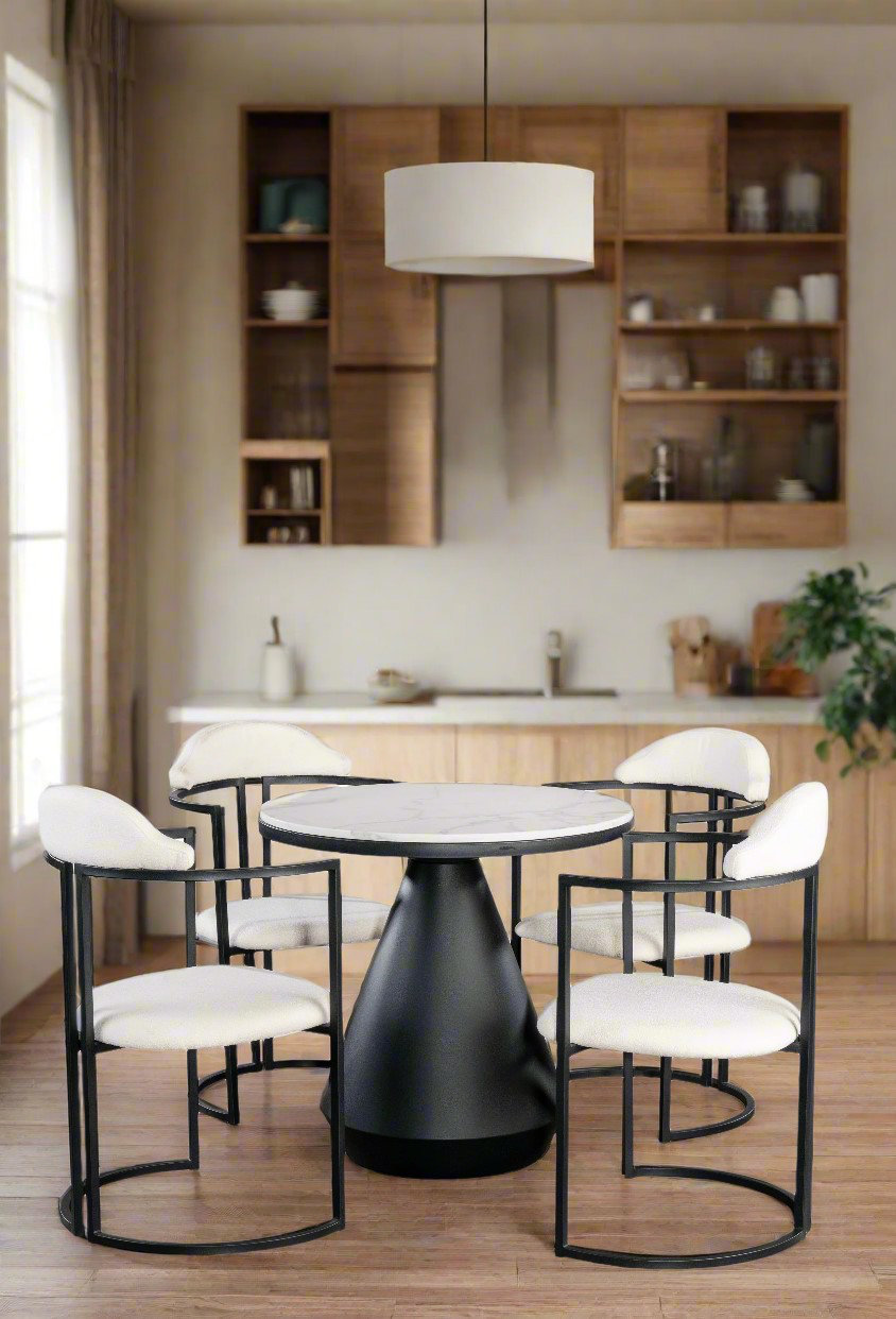 Orren Ellis Bennett 5-Piece Black and White Bistro Dining Set with ...