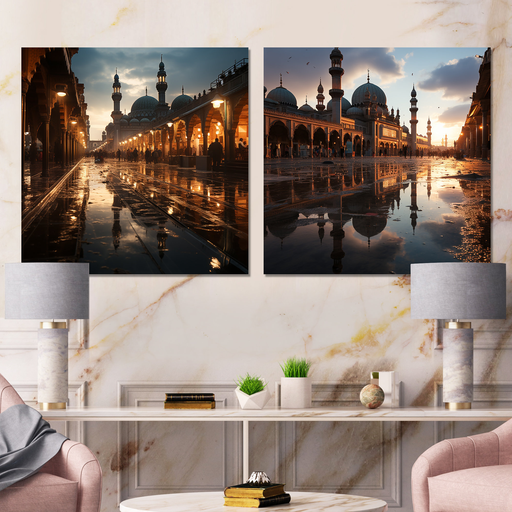 Latitude Run® Al Azhar Mosque I - Cityscape Metal Art Print Square Set ...