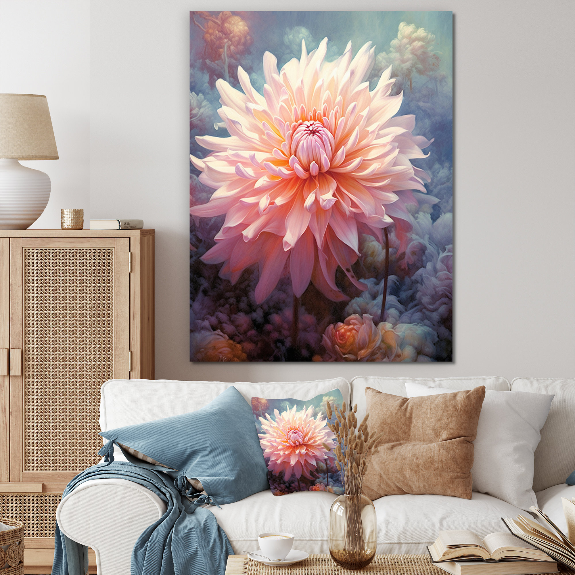 Red Barrel Studio® White Pink Mums Blossoms On Canvas Print | Wayfair