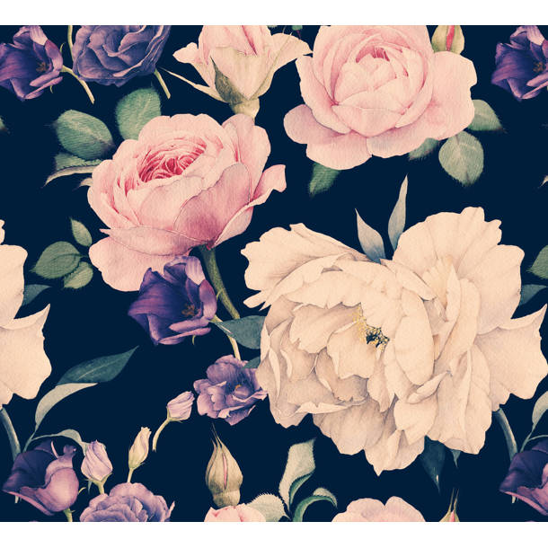 House of Hampton® Hardman Vintage Watercolor Roses 10' L x 24" W Peel ...
