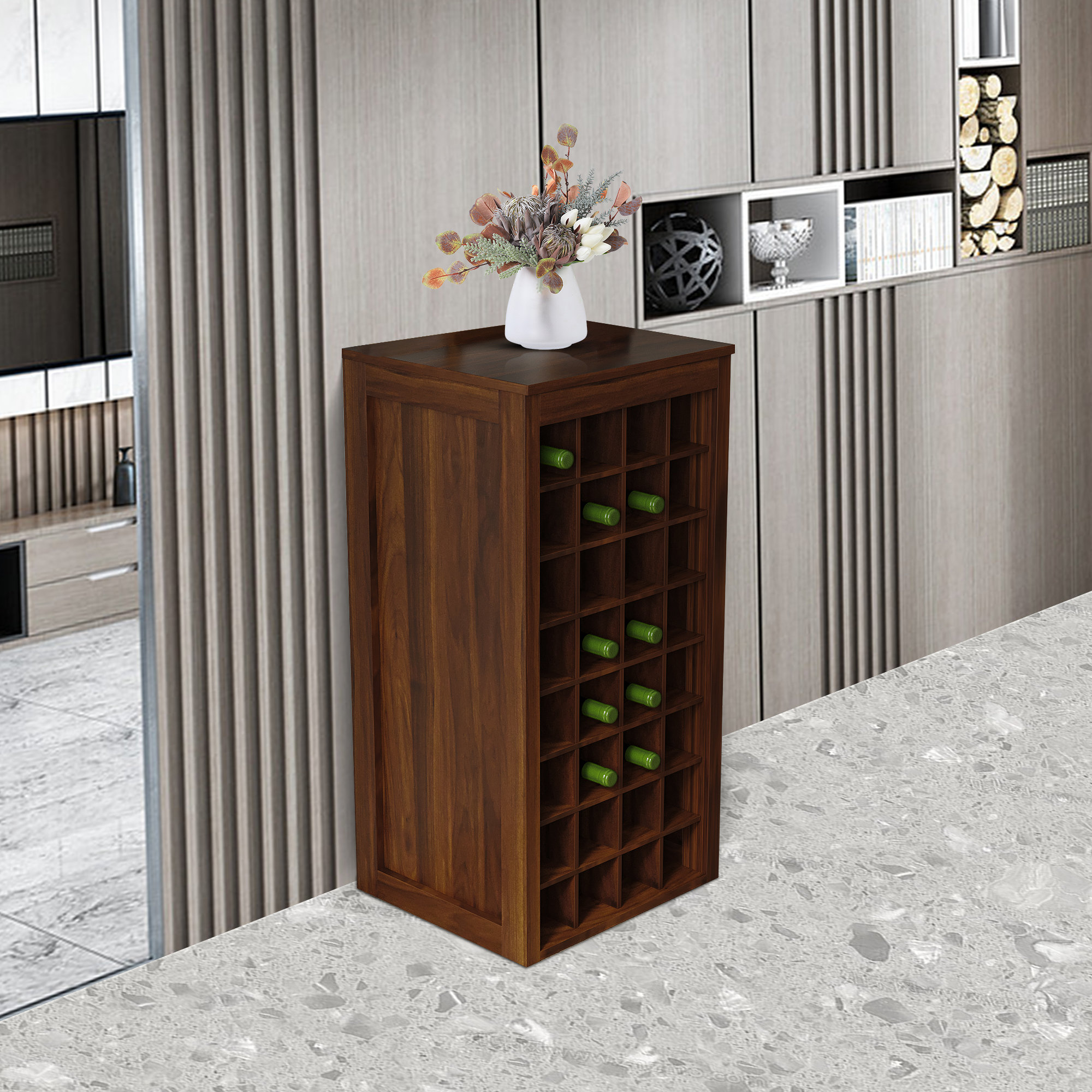 Smartmonkey Vintage style wine rack with 32 open storage compartments ...