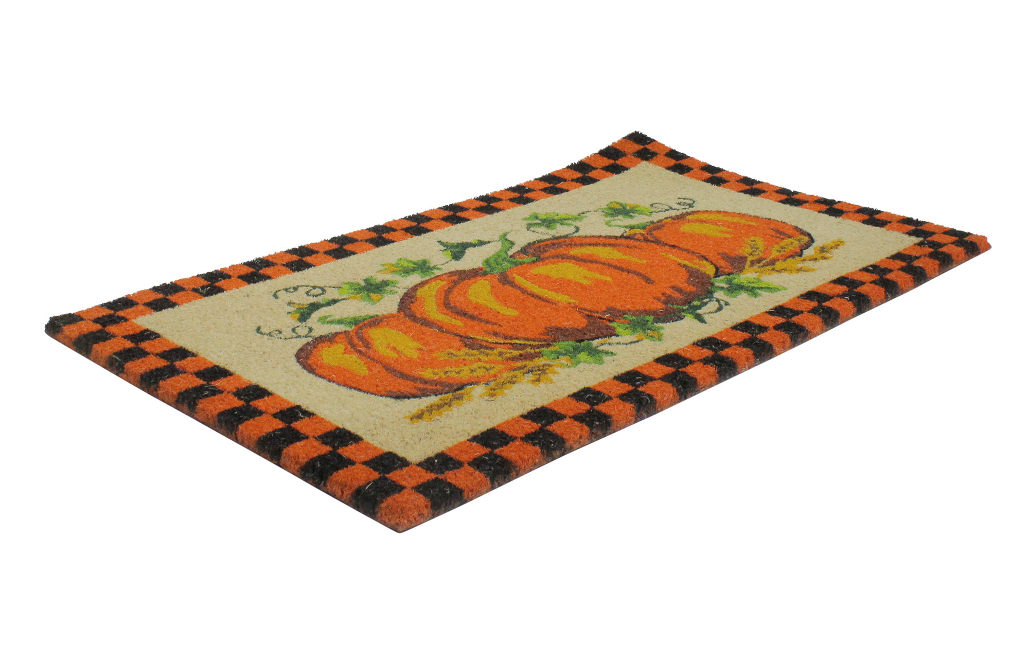Northlight Seasonal Checkered Fall Harvest Pumpkin Doormat 18" x 30 ...