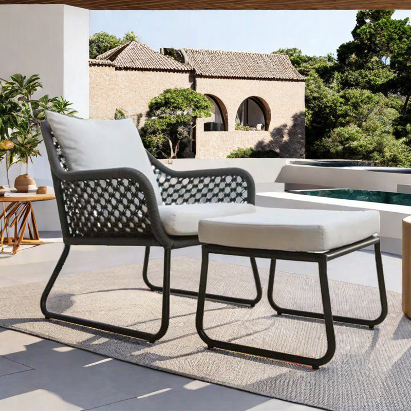 Elegant Home Furnishings.s Courtyard braided rope patio lounge chair ...