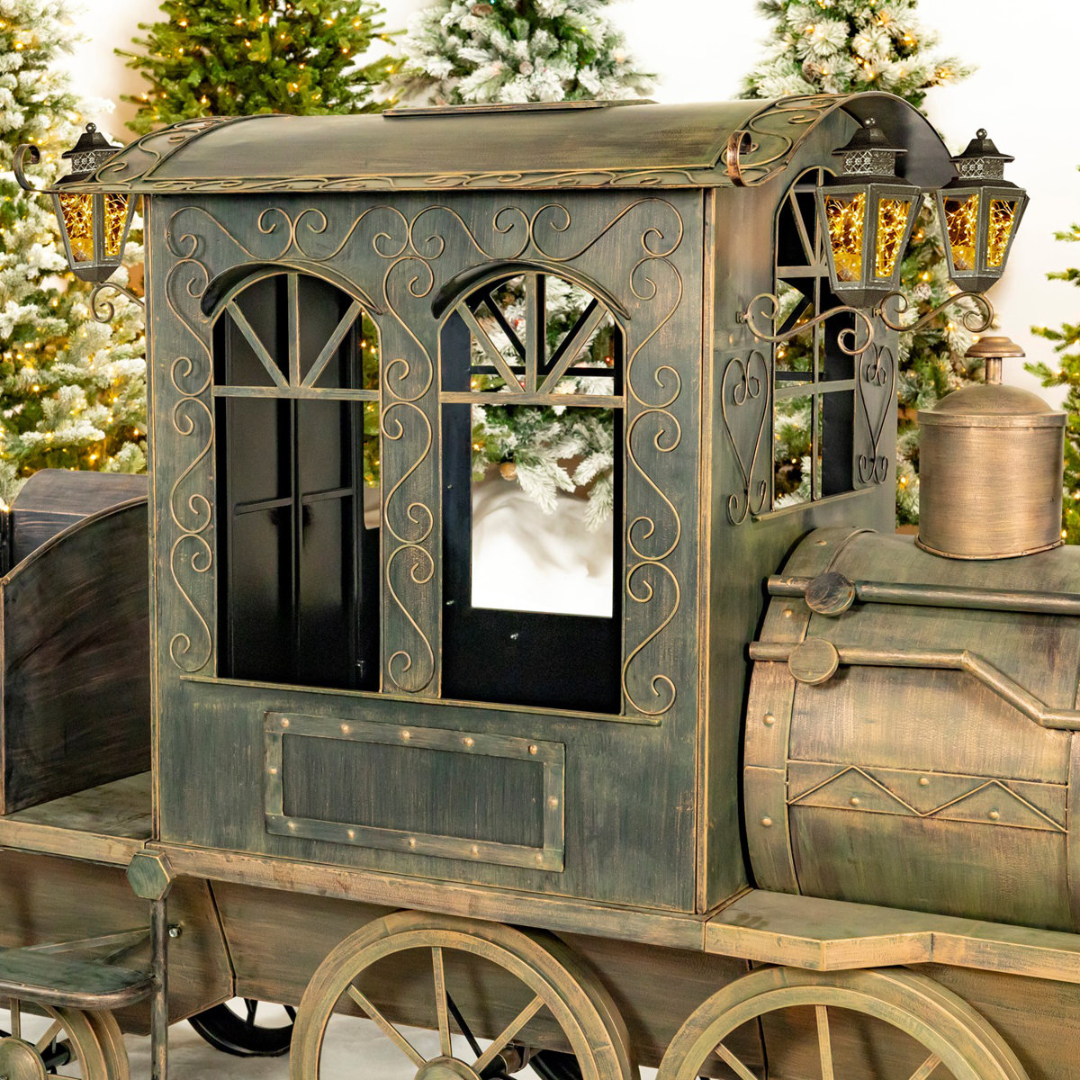 Zaer Ltd International 16 ft. Long X-Large Iron Christmas Train with ...