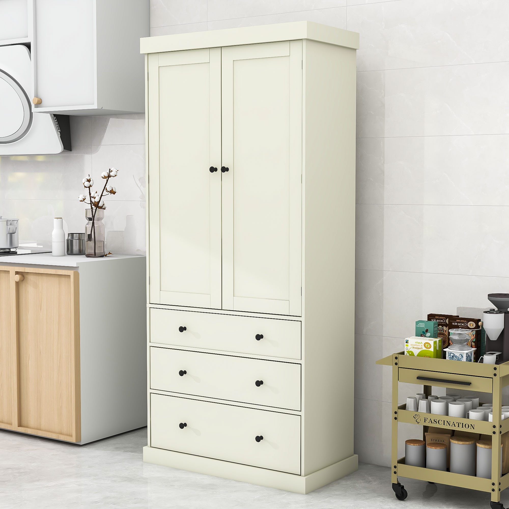 Red Barrel Studio Pendergrast 77.1'' Freestanding Kitchen Pantry, Tall ...