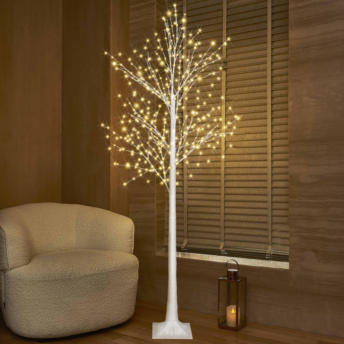 The Holiday Aisle® Warm White Copper Wire Tree Shaped Light(Set Of 3 ...