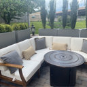 Lark Manor Delrick Round 34 In. X 34 In. Aluminum Propane Fire Pit ...