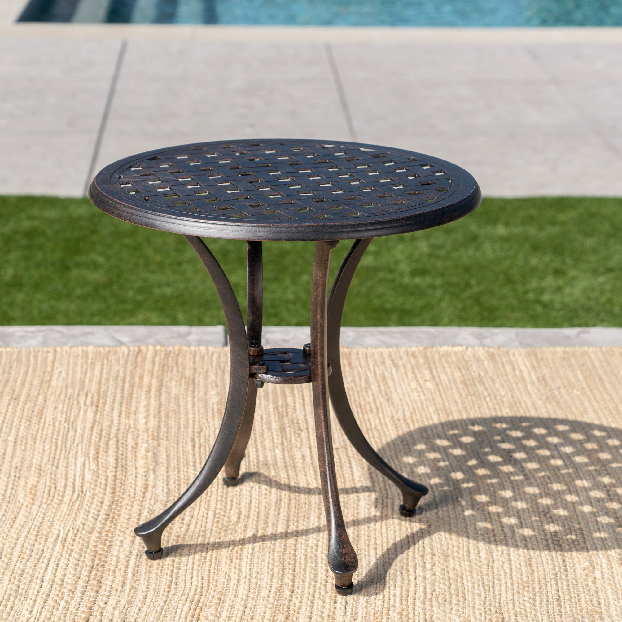 Lark Manor™ Outdoor 19" Cast Aluminum Side Table | Wayfair