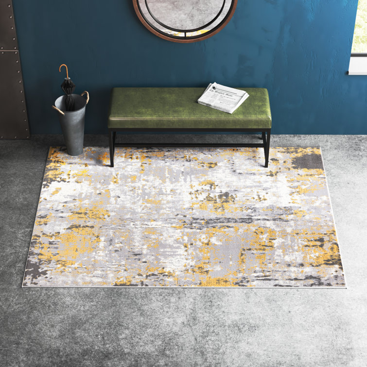 Steelside™ Chiswick Abstract Yellow/Gray/Ivory Area Rug & Reviews | Wayfair
