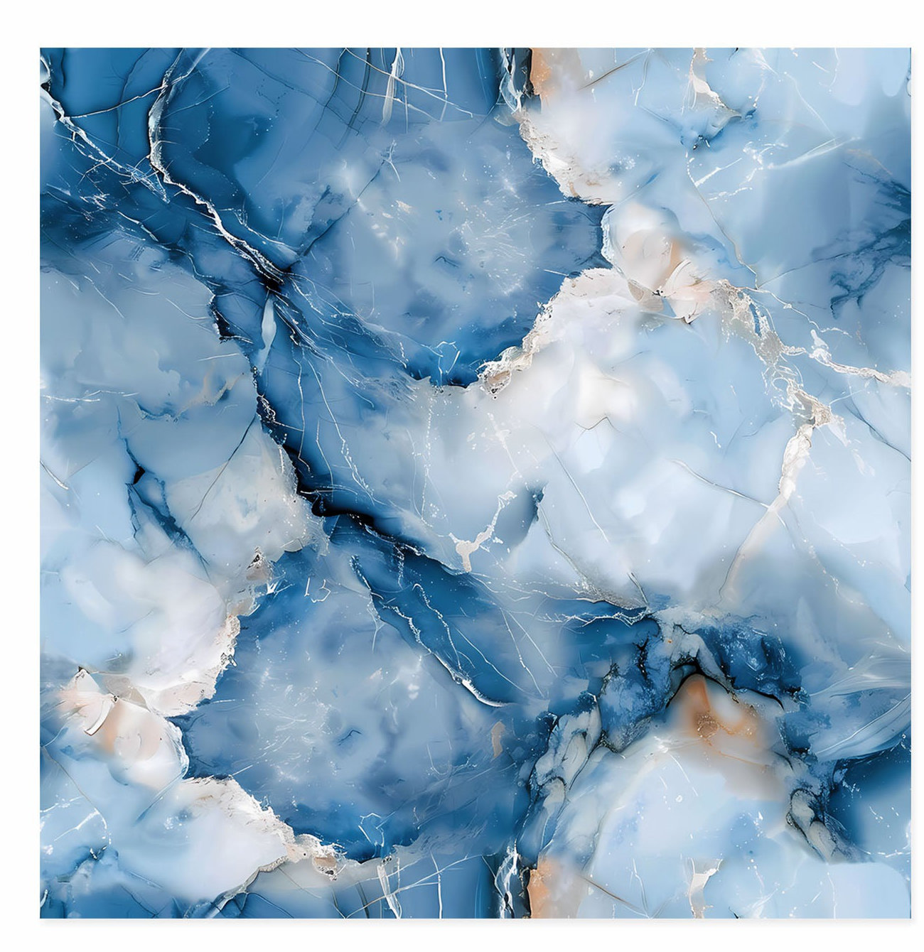 Wrought Studio™ Abstract Blue Crystal Marble VI Modern Unframed Art ...