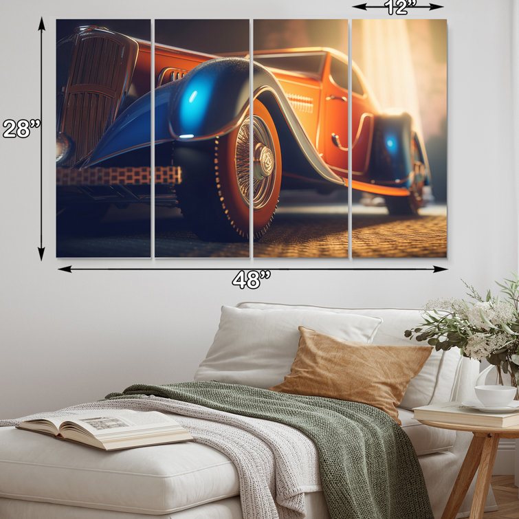 Ebern Designs Vintage Oldtimer Classic Car Elegance On Canvas 4 Pieces ...