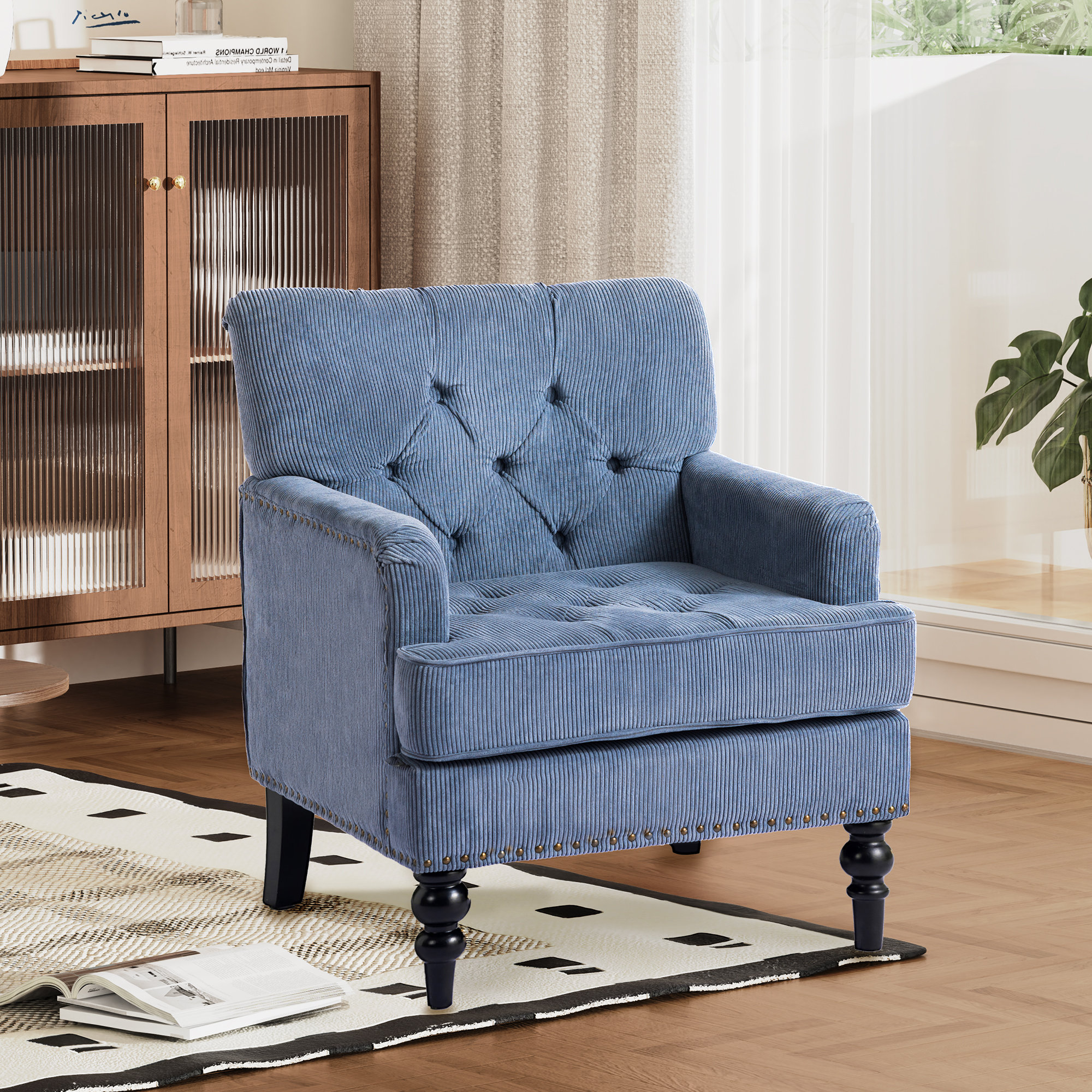 Redlife Mid Century Modern Accent Chair for Living Room, Button Tufted ...